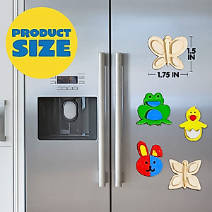 JOYIN 12 Wooden Magnet Creativity Arts & Crafts Painting Kit for Kids, Decorate Your Own Painting Gift for Easter Basket Stuffers, Birthday Parties and Family Crafts, Party Favors for Boys Girls