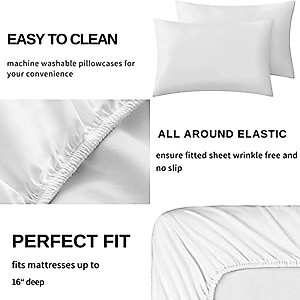 zcsm Full Size Sheet Sets - Heart Bed Sheets, Colorful Bedding Sheets & Pillowcases, Soft Microfiber & Deep Pocket & Wrinkle Free Patterned Sheet Set, 1 Fitted Sheet, 1 Flat Sheet, 2 Pillow Cases