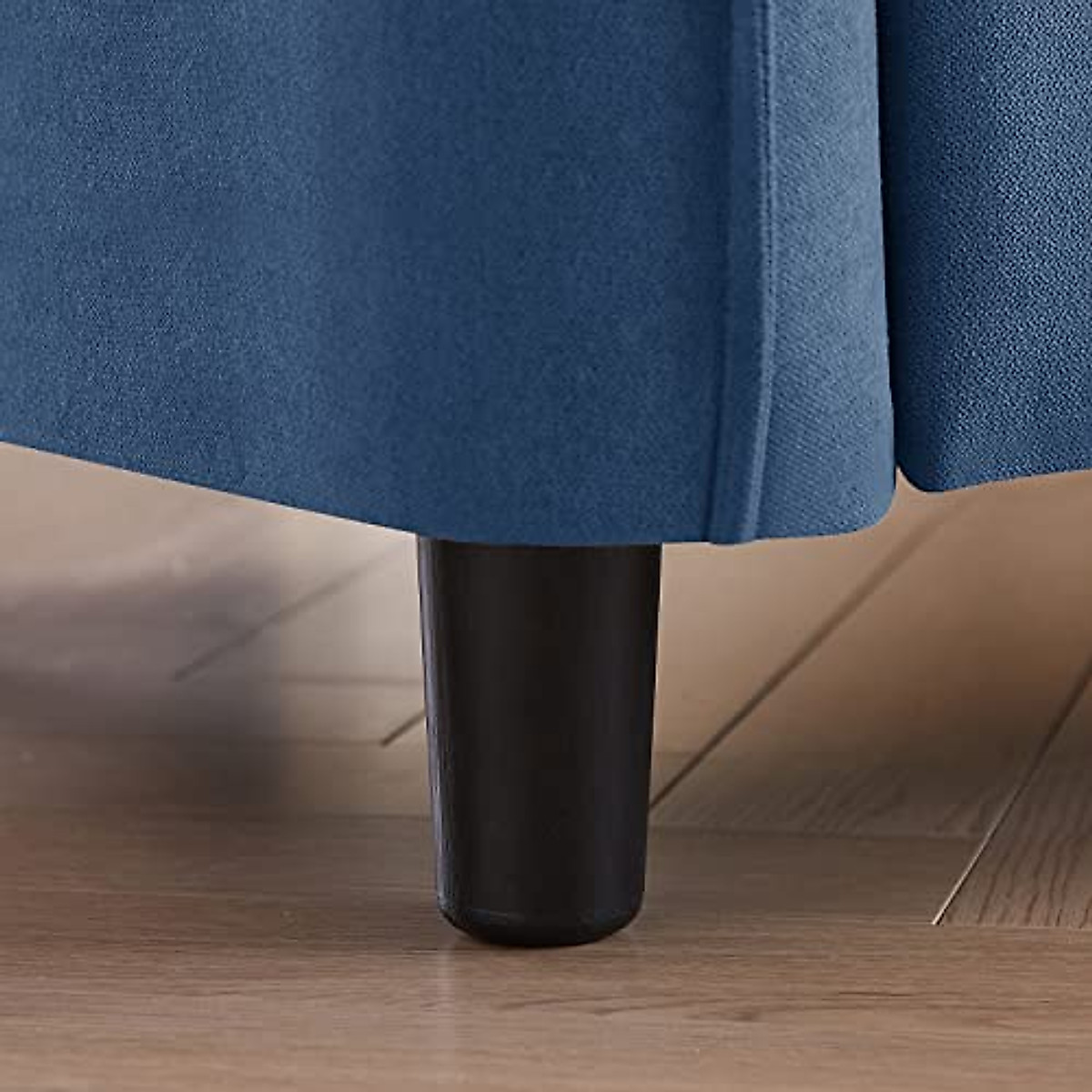 Pingliang Home 80" Sectional Sofas for Living Room, 3 Seat L Shaped Couch with Reversible Ottoman, Modern Linen Fabric Small Sectional Couch for Apartment Small Space, Navy Blue