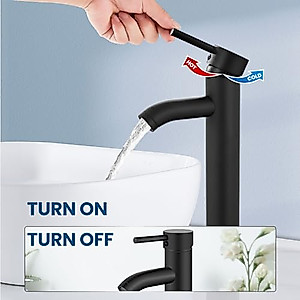 Airuida Matte Black 1 Hole Deck Mount Bathroom Faucet, Sturdy Stainless Steel Construction, Circular Waterfall Spout Design, Easy Installation