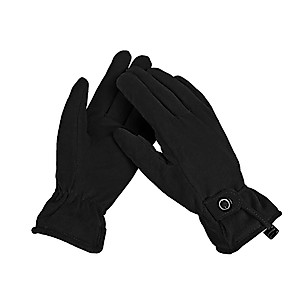 OZERO Winter Gloves for Women Touch Screen Deerskin Suede Leather Thermal Silky Velour Lining Cold Proof Hands Warm Gifts (Black,Medium)