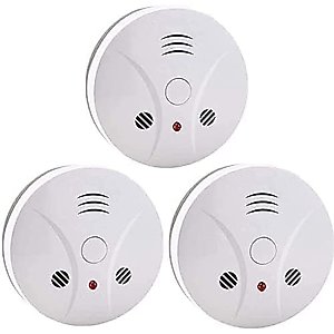 3 Pack Smoke Detector Battery Operated with Photoelectric Sensor and Silence Button, Travel Portable