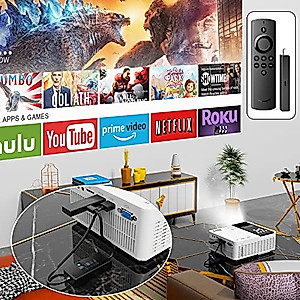 TMY 5G WiFi Projector with Bluetooth 5.1, 9000 Lumens HD Movie Projector, 1080P Supported Mini Projector, Portable Outdoor Projector, Compatible with TV Stick, Phone, Computer, HDMI, USB, AV, TF