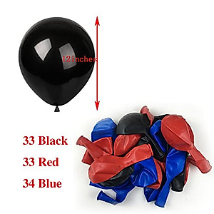 KADBANER Red Black Blue Balloons,100-Pack,12-Inch Latex Balloons, Wedding, Birthday Party, Baby Shower, Christmas Party Decorations