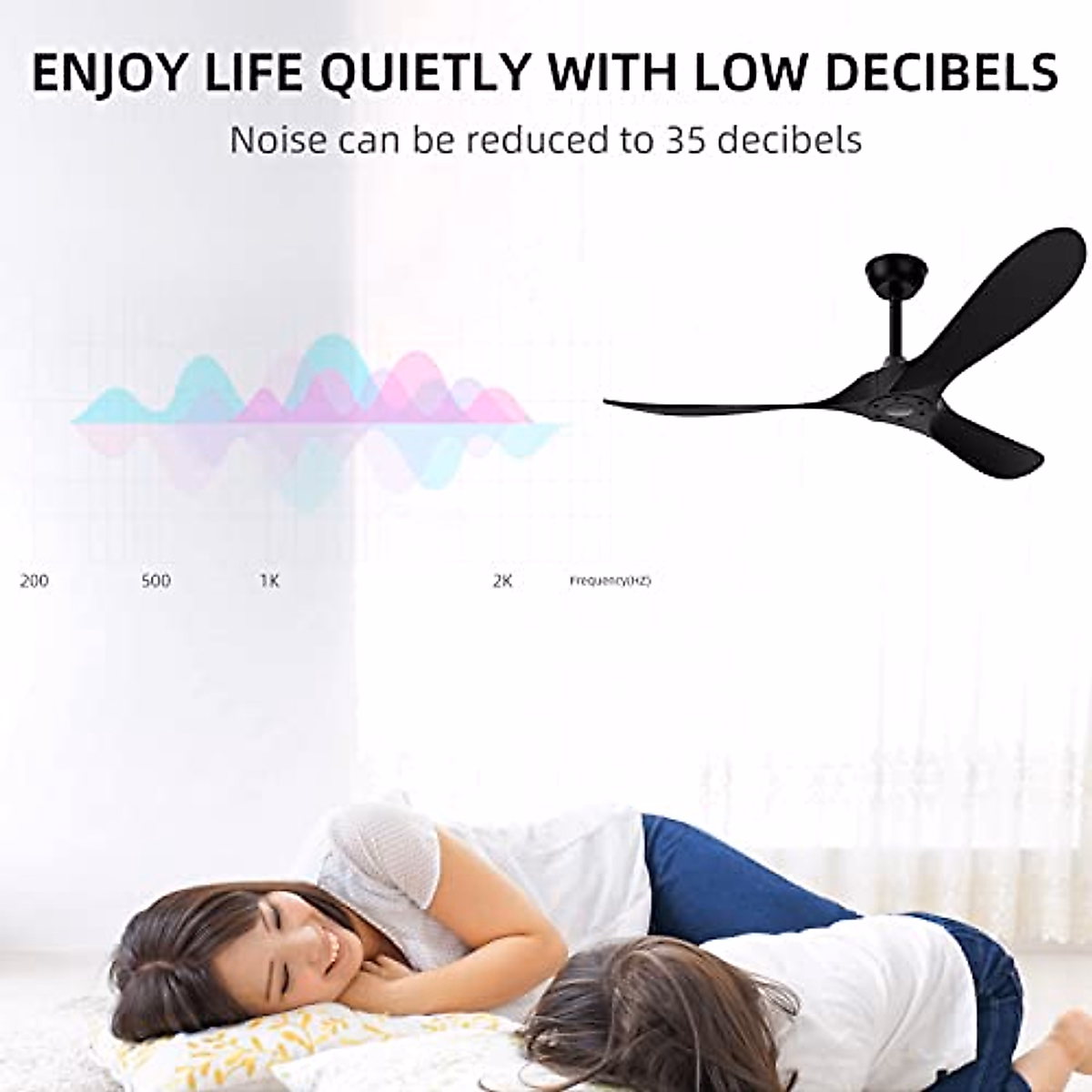 alescu Black Ceiling Fan 52" with Remote Control,Modern Reversible DC Motor for Patio Bedroom Living Room Christmas Gift