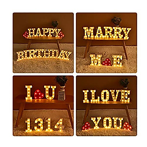 ODISTAR LED Light Up Marquee Letters, Battery Powered Sign Letter 26 Alphabet with Lights for Wedding Engagement Birthday Party Table Decoration bar Christmas Night Home,9’’, White (M)