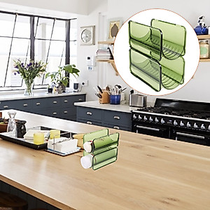 Beavorty Water Bottle Organizer 2pcs Refrigerator Wine Rack Stackable Champagne Dispenser Tray Holder for Fridge Cabinet Pantry Kitchen Countertops Green