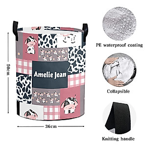 Cute Cows Print Patchwork Storage Bin, Waterproof Oxford Fabric Clothes Basket Organizer for Laundry Hamper,Toy Bins,Gift Baskets, Bedroom, Clothes,Baby Nursery