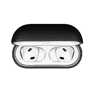 LOPIE Case (Not for AirPods Pro 1st Gen), Handmade AirPods Pro 2nd Generation Case Protective Cover, Carbon Fiber Style Vegan Leather Case for Men/Women - Black