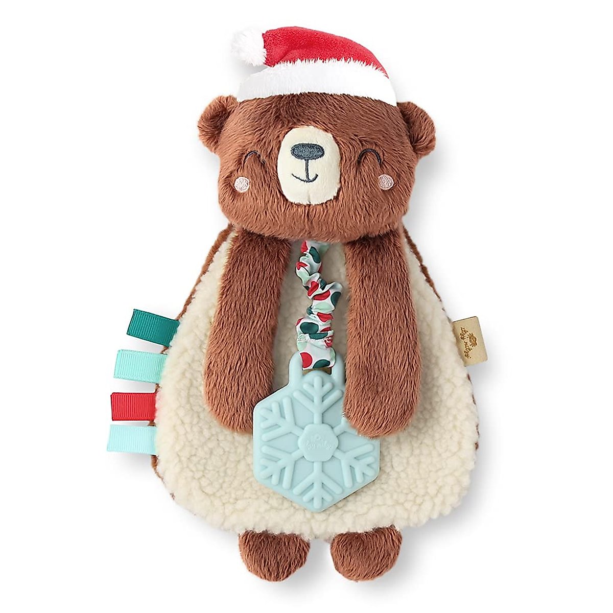 Itzy Ritzy - Itzy Lovey Including Teether - Baby Lovey with Teether, Textured Ribbons & Dangle Arms - Features Crinkle Sound, Sherpa Fabric and Minky Plush (Cocoa The Bear)