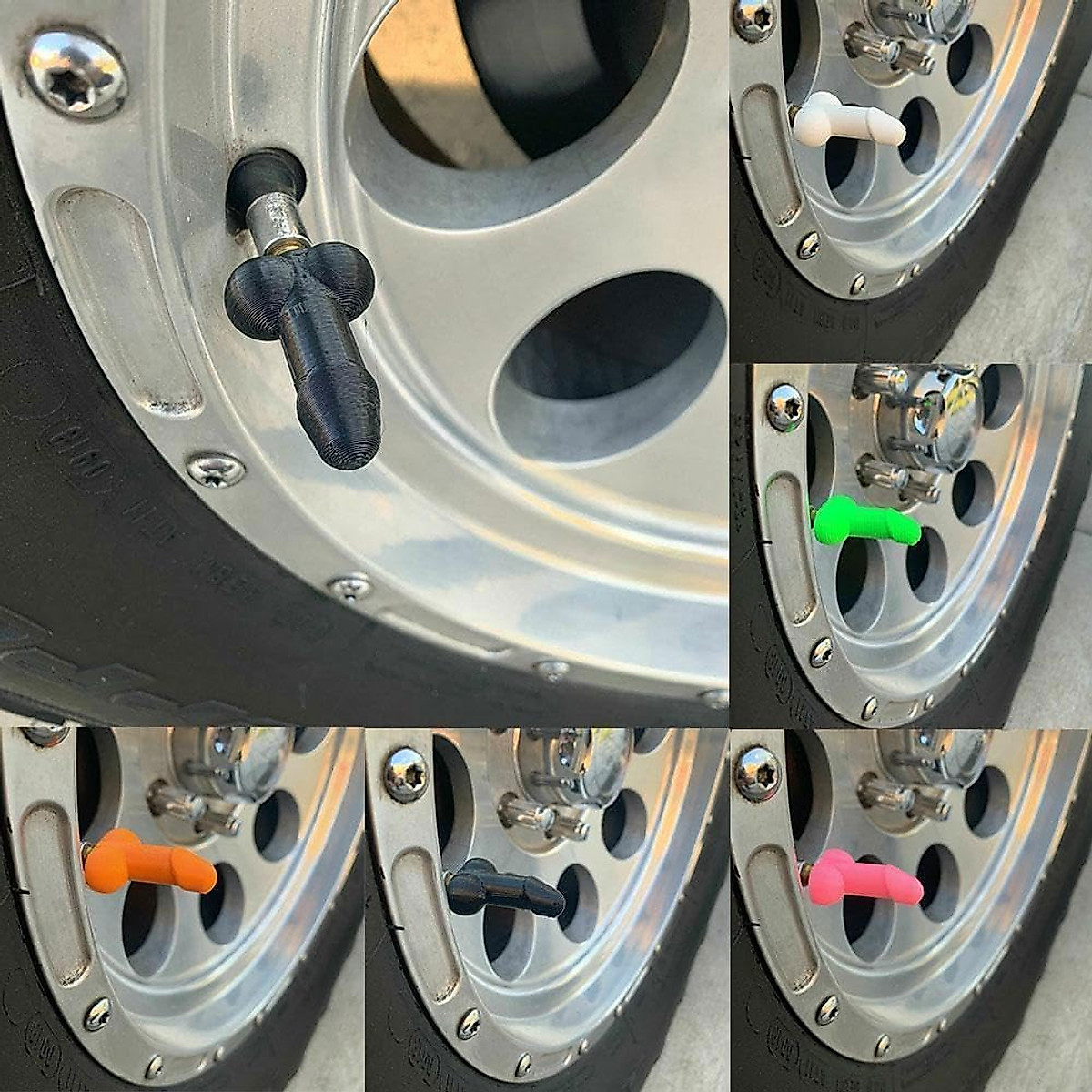 4Pcs Black Funny Creative Valve Stem Caps,Funny Airtight Dust Proof Covers Universal Car Tire Dick Shape Valve Caps Luminous Stem Cap Kit for Cars,SUV,Bicycle,Trucks Motorcycles Tire Valve Stem Caps
