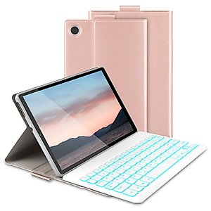 Backlit Bluetooth Keyboard Case for Lenovo Tab M10 Plus 10.3" TB-X606F, Wireless Detachable Keyboard Case with Protective Cover, Rose Gold