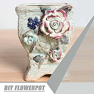 VOSAREA Hand Painted Square Succulent Planter Cactus Planter Pot Bonsai Pot Clay Pot Flower Pot Floral Design Random Color