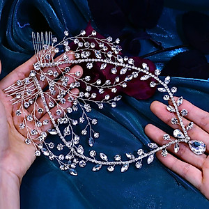 HONGMEI Wedding Headband for Women Rhinestone Bridal Headpieces with Pendant Bridal Forehead Chain Wedding Hair Accessories for Brides