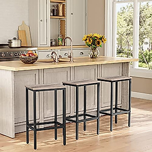 ALLOSWELL Console Table with Power Outlet, 63" Narrow Sofa Table and Bar Stools Set, Rectangular Industrial Bar Chairs, CTHG16E01-BAHG0101