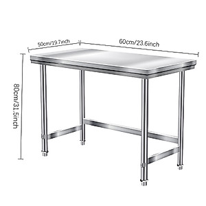 Open Base Table - 24x20x31 Inches Single Layer Stainless Steel Work Prep Table | Kitchen Furniture Anti-Rust for Cafeterias, Clean Rooms, Hotels, Hospitals