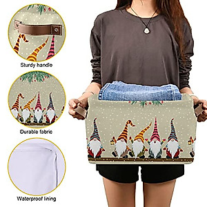 Bolaz Large Storage Basket Christmas Card with Gnomes Foldable Box Organizer Bins Handles for Bedroom Home Office Colorful 9