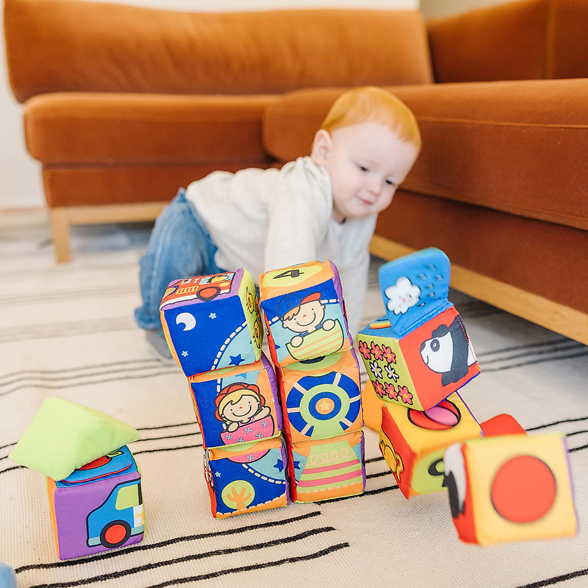 Melissa & Doug K's Kids Match and Build Soft Blocks Set For Toddlers, Building Blocks, Sensory Baby Stacking Toys