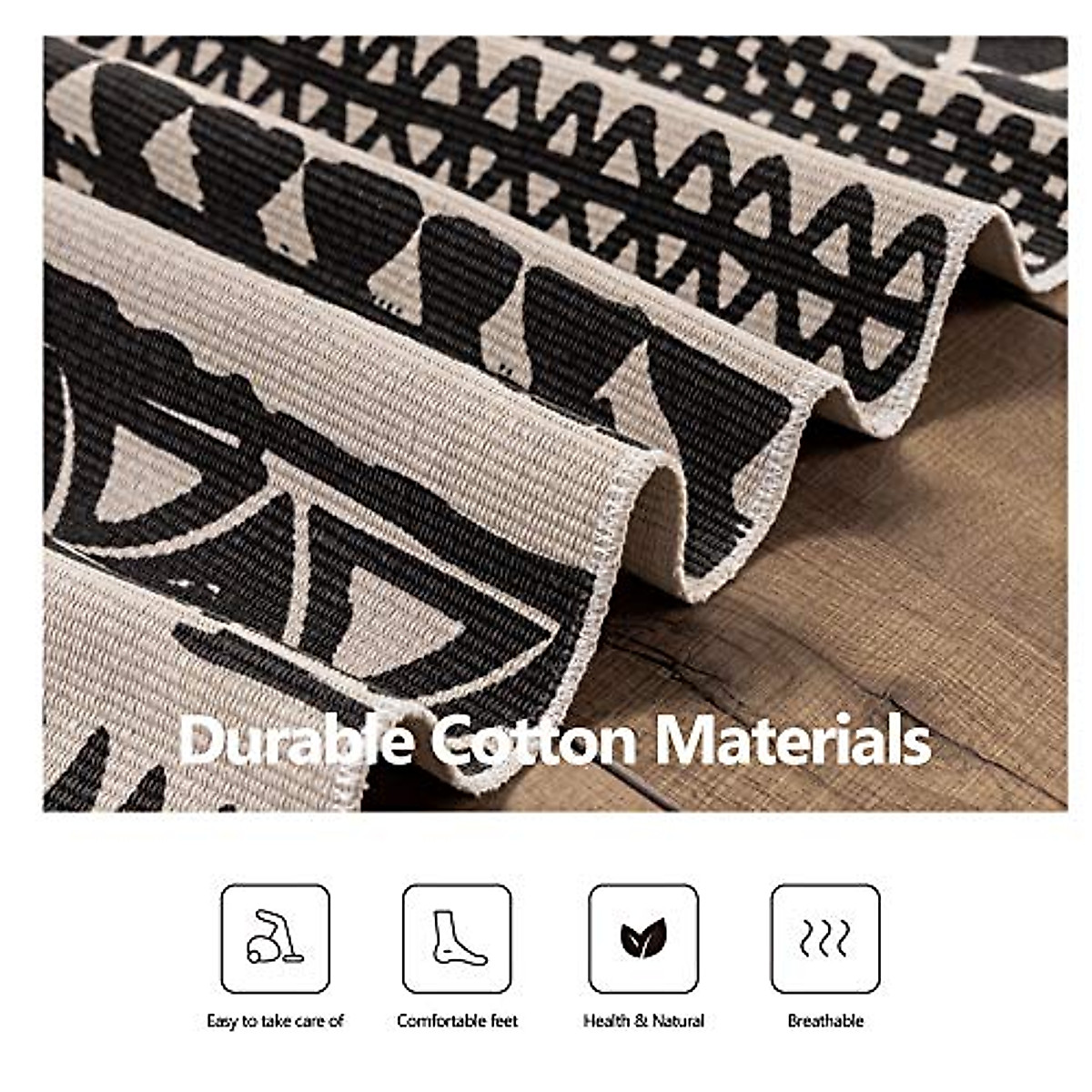 SIMPLEOPULENCE Boho Cotton Area Rug 24'' x 36'' for Bedroom, Hand Woven Bathroom Rug with Tassels, Accent Machine Washable Door Mat, Geometric Decorative Throw Rug for Kitchen, Porch, Outdoor
