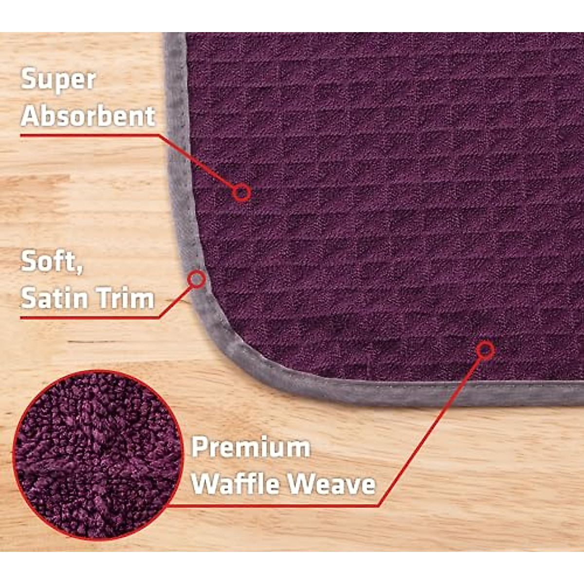 VIKING Microfiber Towel, Waffle Weave Car Drying Towel, Premium, Soft and Super Absorbent, Towel for Car Detailing Kit, Purple, 28 Inch x 36 Inch, 1 Pack