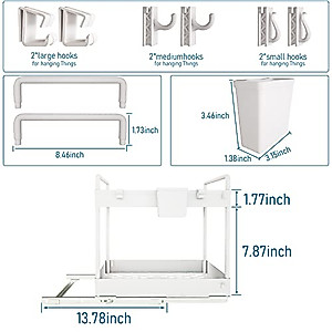 DonYeco Under Sink Organizer, 2 Tier Bathroom Storage Rack, Under-Mount Sliding Drawer Slides，White