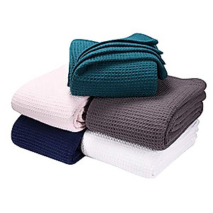 Premium Summer Cotton Thermal Blanket King Throw Bed Blanket - Soft Breathable Blanket - Perfect for Layering Any Bed - 102x90 Inch - Teal