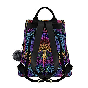 Blueangle Dragonfly Mandala Backpack Purse for Women Waterproof Rucksack Anti-theft Handbag Travel Bag（341）