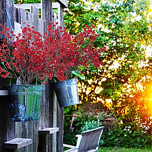 Uieke 6 Pcs Baby Breath Artificial Flowers Faux Silk Gypsophila Bouquet Fake Flower Real Touch Red Flowers for Hotel Home Office Kitchen Bathroom Wedding Party DIY Garden Vase Decor