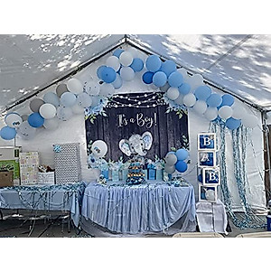 Avezano Boy Elephant Baby Shower Backdrop Blue Floral Elephant It's a Boy Background Decorations Rustic Wood Elephant Theme Baby Shower Party Banner Supplies(7x5ft)