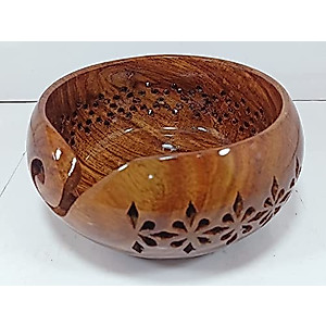 Handmade Wooden Yarn Bowl - Rosewood Crafted Beautiful Yarn Bowl for Knitting and Crochet Yarn (Large)