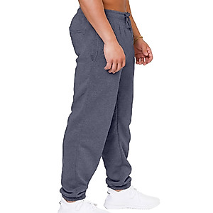 UNIQUE STYLES ASFOOR Elastic Bottom Baggy Sweatpants for Men, Soft Men’s Lounge Pants, Lightweight Men’s Athletic Pants, Fleece Sweat Pants with Pockets, Workout Joggers for Men | Charcoal - Large