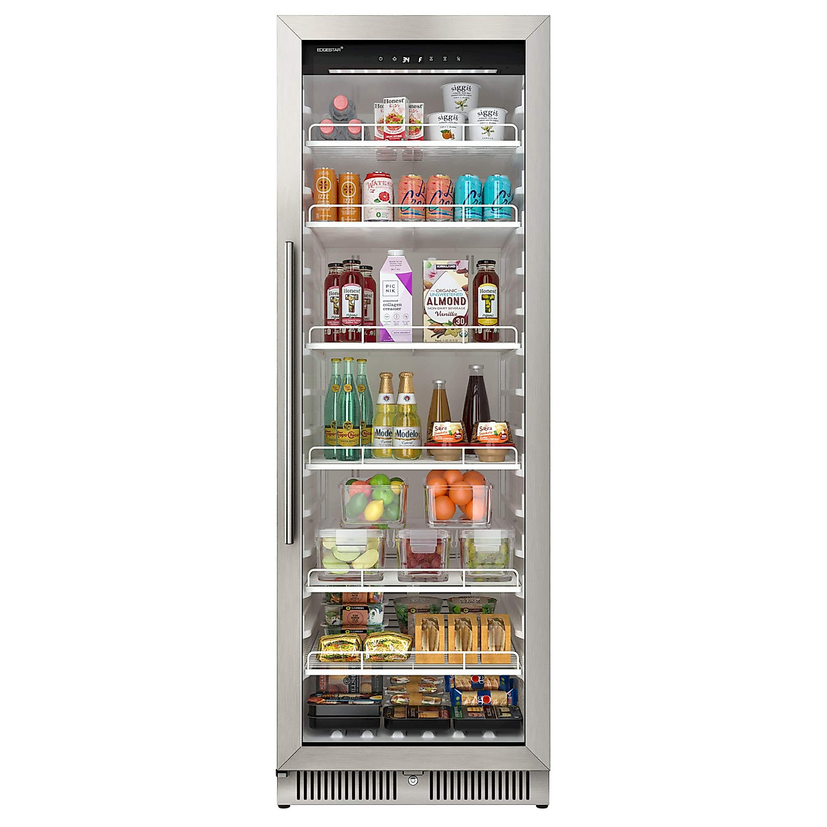 EdgeStar VBM131 24 Inch Wide 13.7 Cu. Ft. Commercial Beverage Merchandiser With Temperature Alarm and Reversible Door - Stainless Steel
