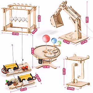 STEM Science Kits for Kids Ages 8-12, Wood Crafts Building Kits for Boys 6-8, Science Experiment Projects, Wooden Puzzles 8-10-12, Engineering Model Kit, STEM Toys for 7+ 8 9 10 12 14 Years Old