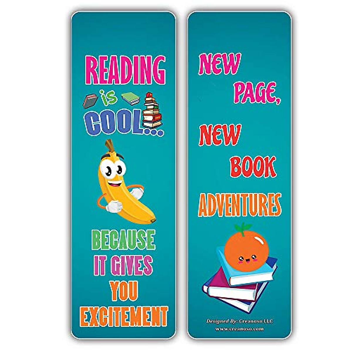 Creanoso Cool Fruit Reading Sayings Bookmarks (30-Pack) – Cool Gift Token for Kids, Boys & Girls, Teens – Party Favors Supplies – Book Reading Rewards Incentive – Great Giveaways Set – Page Binder