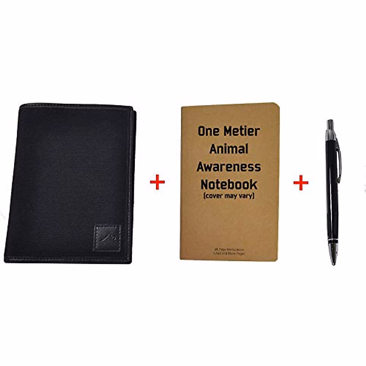 Field Notes / Moleskine Pocket Notebook Cover by Metier Life | Canvas with Vegan Leather | Fits Journals 3.5" X 5.5" | With Included Field Notes Notebook and Metier Pen - Stealth Black