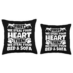 Weimaraner Lover Gifts First we Steal Your Heart-Weimaraner Gifts Throw Pillow, 16x16, Multicolor