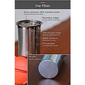 Rumble Jar - Next-Gen Cold Brew Coffee Maker for Mason Jars - 200 Micron Filter Is Ideal for Coarse Grounds & Stronger Coffee - Standalone Filter (no Mason Jar included)