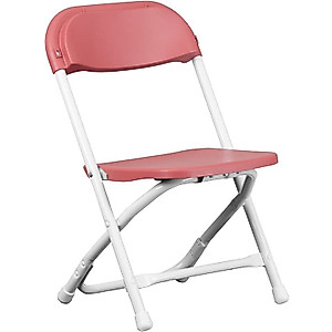 TentandTable Kids Size Poly Plastic Chairs with Metal Frame - Heavy Duty 220 lbs. Capacity - Lightweight & Stackable Folding Chair for Classroom Desk & Tables, Event, Banquet, Wedding (4 Pack, Red)