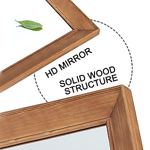 NeuType Full Length Mirror 65"x22" Floor Mirror with Standing Holder Solid Wood Frame Large Wall Mounted Mirror Hanging or Leaning Against Wall for Bedroom, Natural