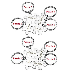 Personalized Master Custom Puzzle Matching Piece Pendant Keychain Set of 4 Friendship Gift