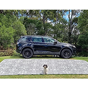 UrbanPatch RV Patio Mat | Camping Outdoor Rug Extra Large | 9x18' Thick Woven Reversible Mat | Washable Camper Carpet for Outside