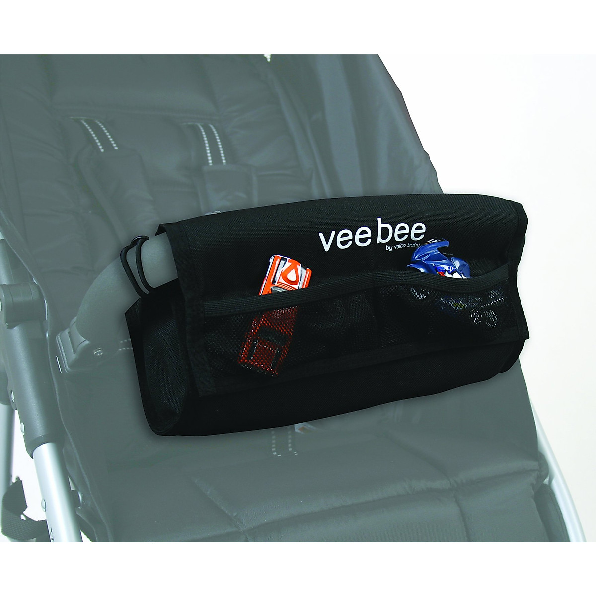 Valco Baby Universal Pocket Pouch Snack Tray – 3 Compartments, Mesh Rear Pouches, Fits Most Single & Twin Strollers, Compatible with All Valco Models