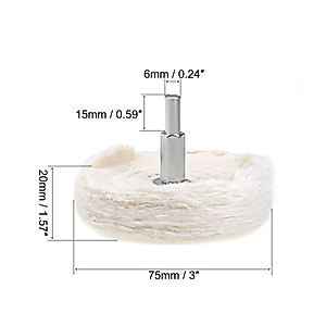 uxcell 3-Inch Buffing Polishing Pad Wheel Cotton with 1/4-inch Handle for Manifold Aluminum Stainless Steel Chrome 4 Pcs