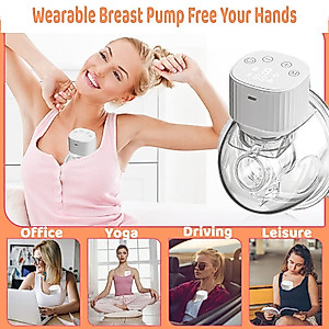 Wearable Breast Pump, S17 Double Hands Free Breast Pump, LCD Display, Low Noise & Painless, 3 Modes & 9 Levels Electric Breast Pump, Memory Function Rechargeable Anti-Backflow 19mm/22mm Flange