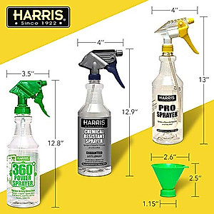 HARRIS Spray Bottle Assortment Bundle, 3-Pack with Attachable Funnel