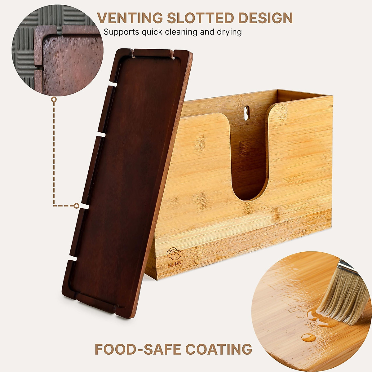 eBun Bamboo Paper Towel Dispenser - Multifold, C Fold & Trifold Paper Towel Holder, Wood Bathroom Wall Mount Napkin Dispenser, Folded Towel Holder Countertop, Commercial Hand Towel Dispenser