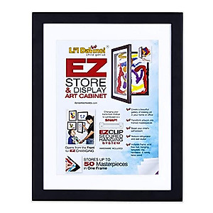 Li'l DAVINCI Art Frames: front-opening, EZ Store wooden frames that allow you to hold up to 50 items in each! (Black, for 8.5 x 11 items)
