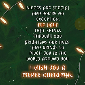 Prime Greetings Christmas Card For Niece, Made in America, Eco-Friendly, Thick Card Stock with Premium Envelope 5in x 7.75in, Packaged in Protective Mailer