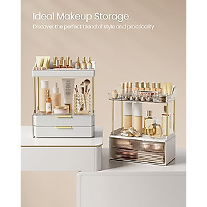 SONGMICS 4-Layer Makeup Organizer, Skincare Organizer, 4 Dividers, Anti-Slip Design, Bathroom Counter Organizer, Versatile for Vanity Bedroom Kitchen, Christmas Gift, Transparent UJKA021W02