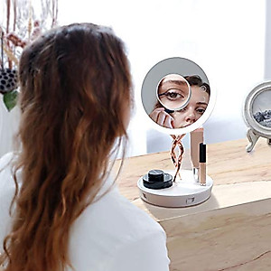 LIMEI-ZEN Lighted Makeup Mirror, 22 LED Cosmetic Mirror Touch Screen Dimming 45° Rotation with Stand Charging Vanity Mirror USB Charging with Lithium Battery Mirrors